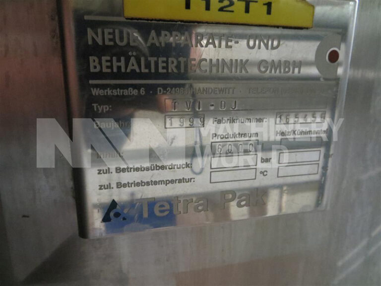 6,000 Ltr Tetra Pak Stainless Steel Jacketed Tank with Multi Stage ...