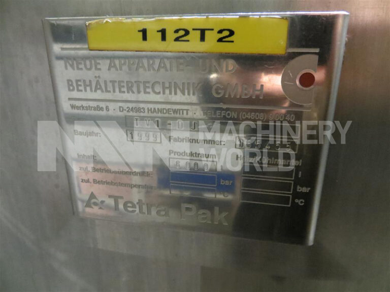 6,000 Ltr Tetra Pak Stainless Steel Jacketed Tank with Multi Stage ...