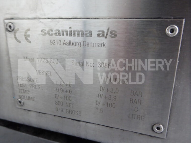 Scanima 1R2S-800 High Sheer Turbo Mixing Vessel - Machinery World