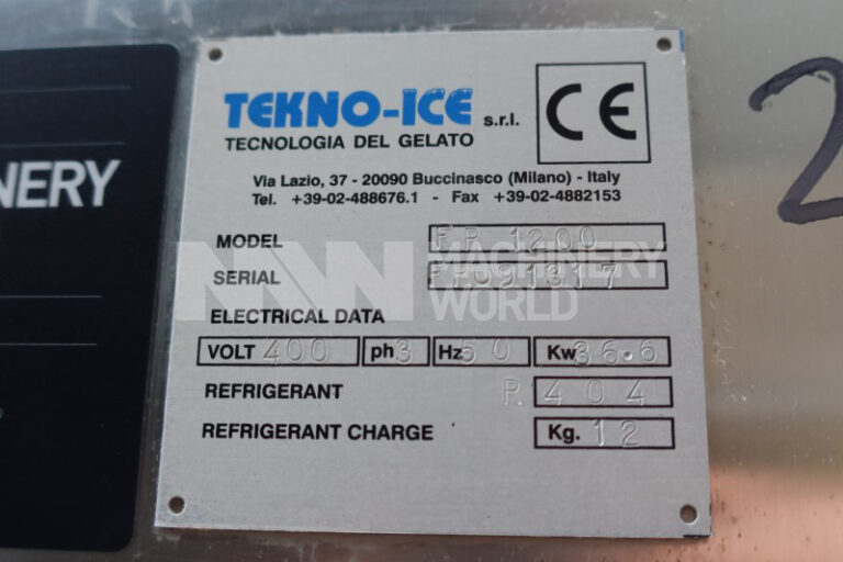 Tekno-Ice Teknofreeze FR 1200 Ice Cream Continuous Freezer - Machinery ...