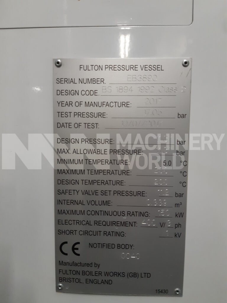 239kg per Hour & 150kw Fulton Europack EU150 Electric Steam Boiler ...