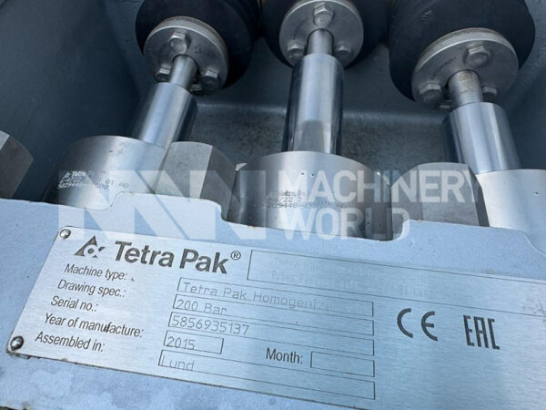 1,000 to 3,000 LPH Tetra Pak (200 Bar) 200 Homogeniser (Year 2015 ...